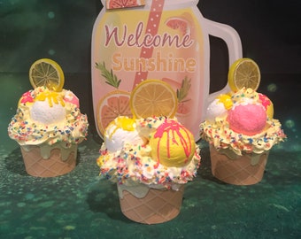 Faux Cherry Sundae Shake Fake Dessert Retro Food Fake Bake Cupcake Cake ...