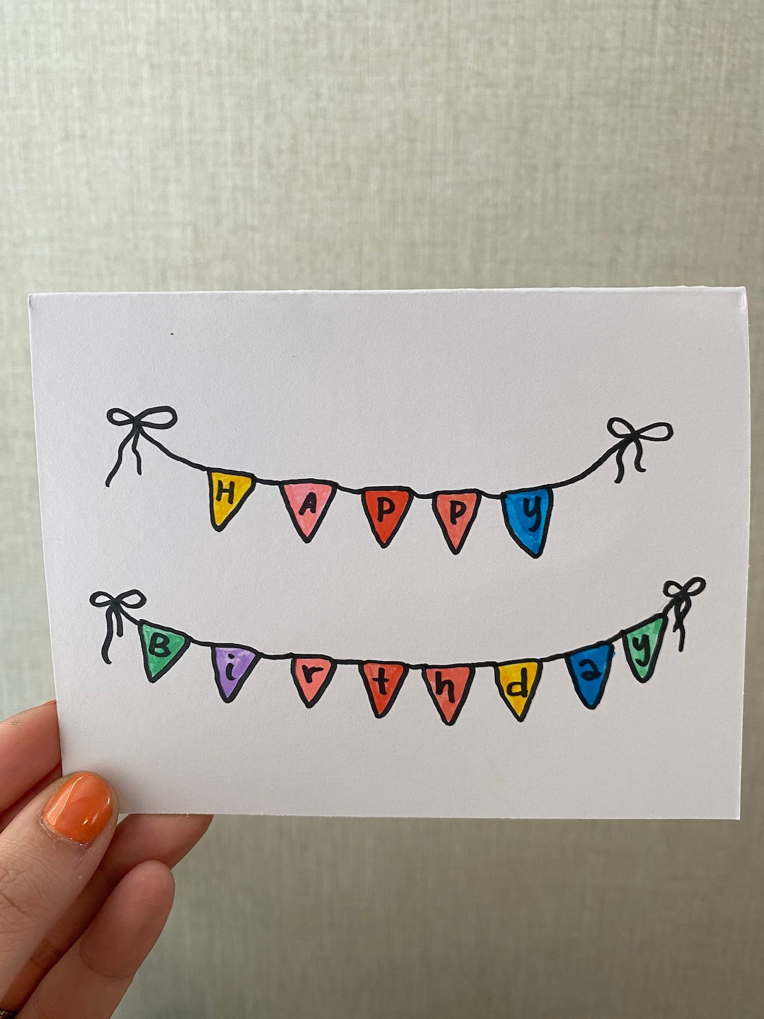 Happy Birthday Banner Greeting Card - Etsy