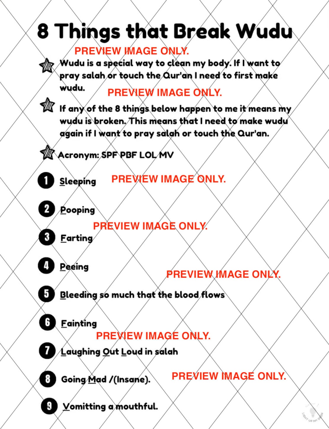 Black and White Wudu Checklist for Kids | Step by Step | Things That ...