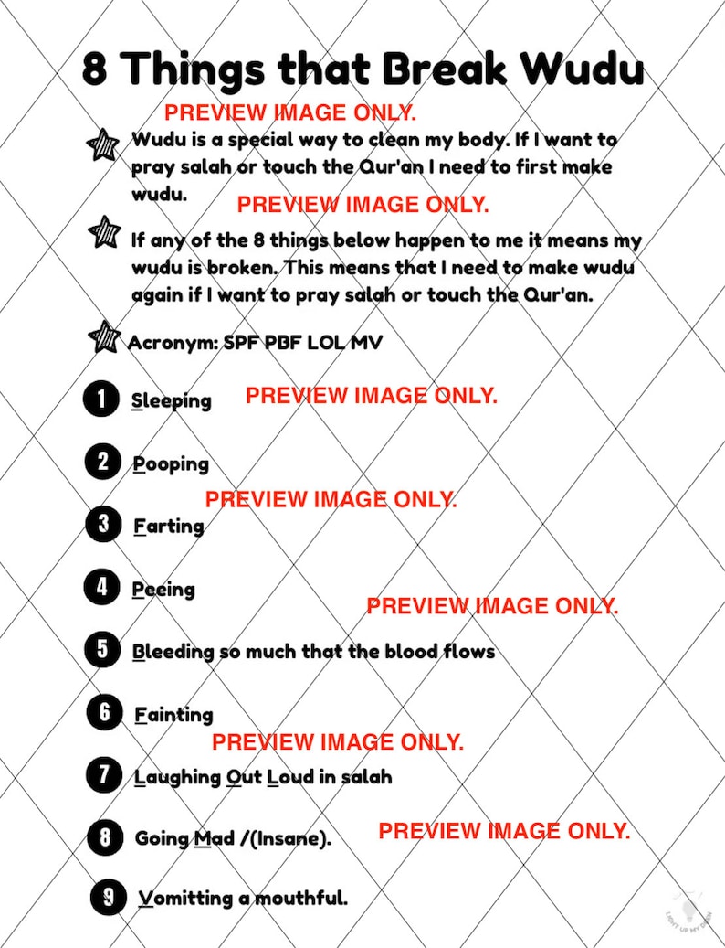 Black and White Wudu Checklist for Kids | Step by Step | Things That ...