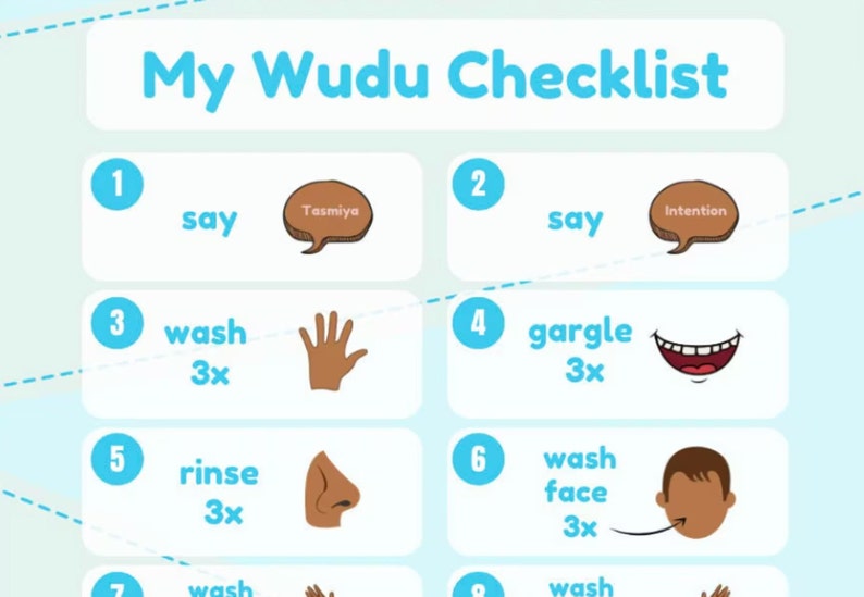 Wudu Checklist for Kids | Step by Step | Things That Break Wudu ...