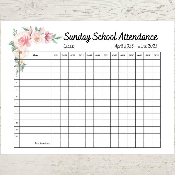 Sunday Attendance Editable Sheet - Etsy