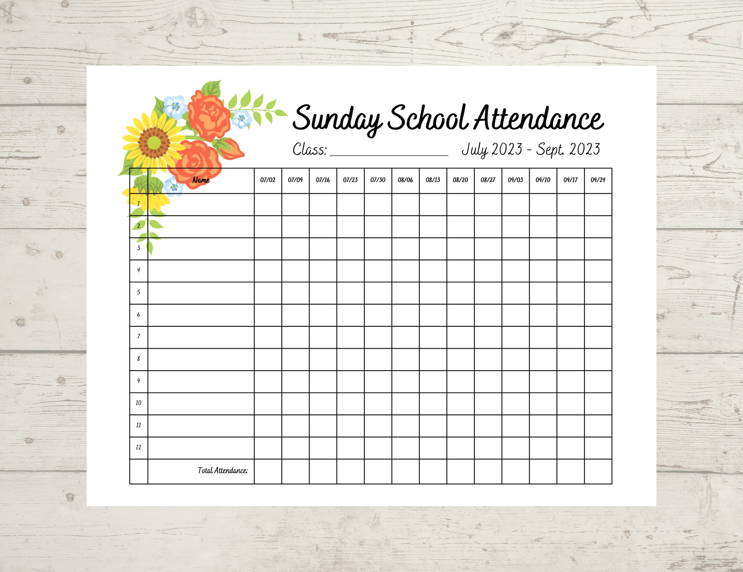School Attendance Sheet