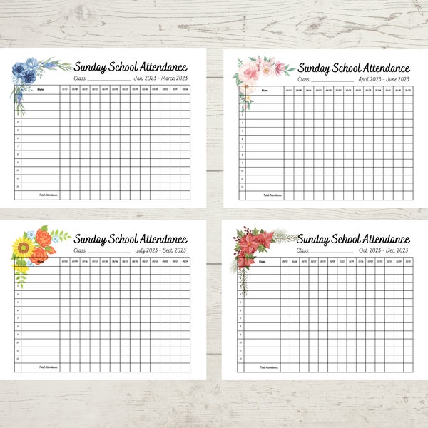Sunday School Attendance Template - Etsy
