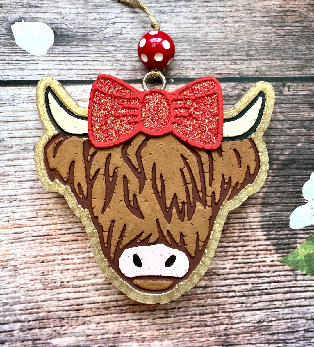 Highland Cow Girly Glitter Freshie Red - Etsy