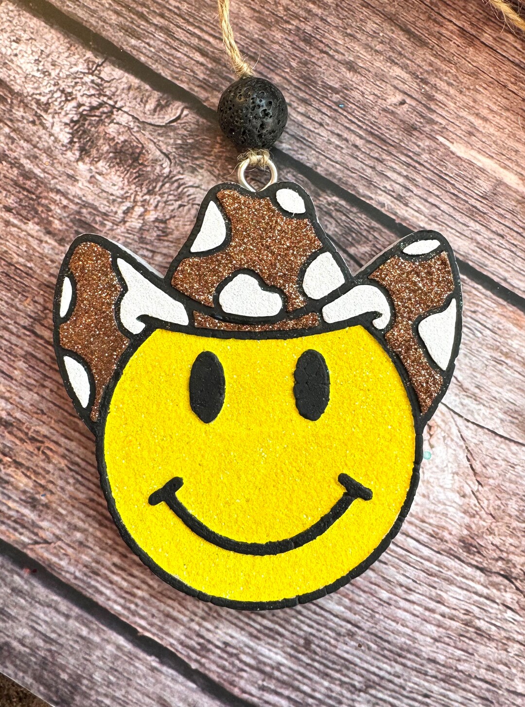 Western Cowboy Smiley Custom Glitter Car Freshie - Etsy