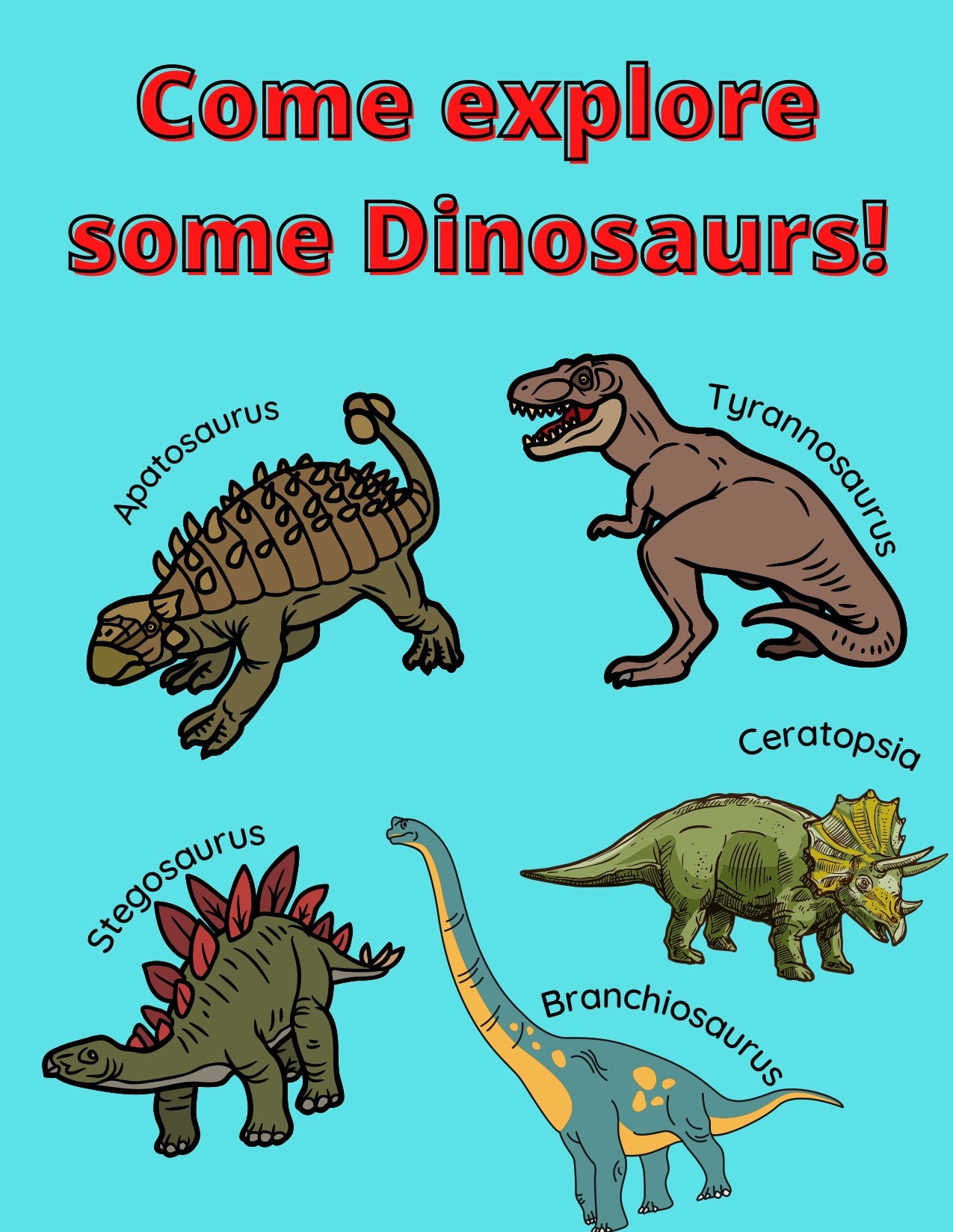 Kids Coloring Book , Dinosaurs , Learning , Printable - Etsy