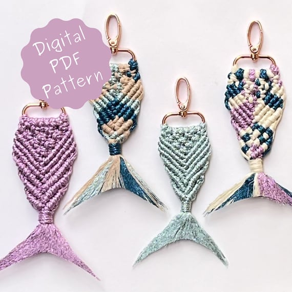 Macramé Mermaid Keychain Digital PDF Pattern Printable - Etsy