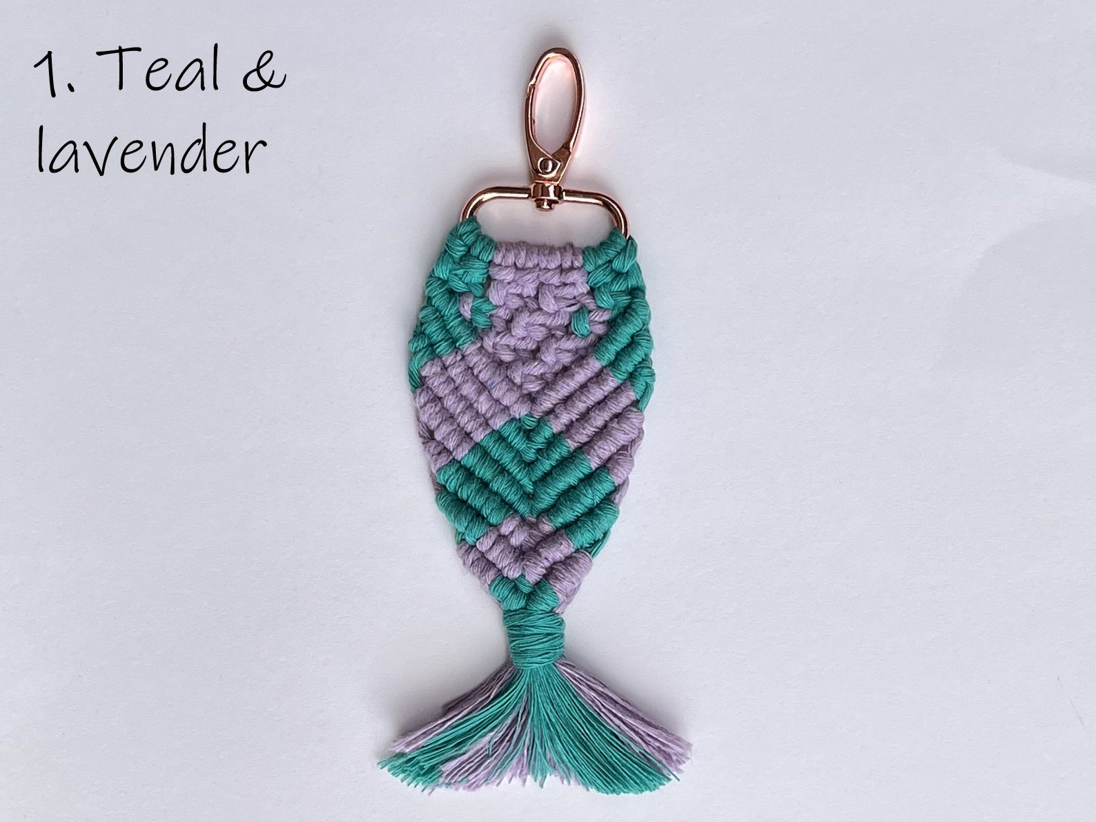 Macramé Mermaid Tail Keychain Accessory Recycled Cotton Cord - Etsy