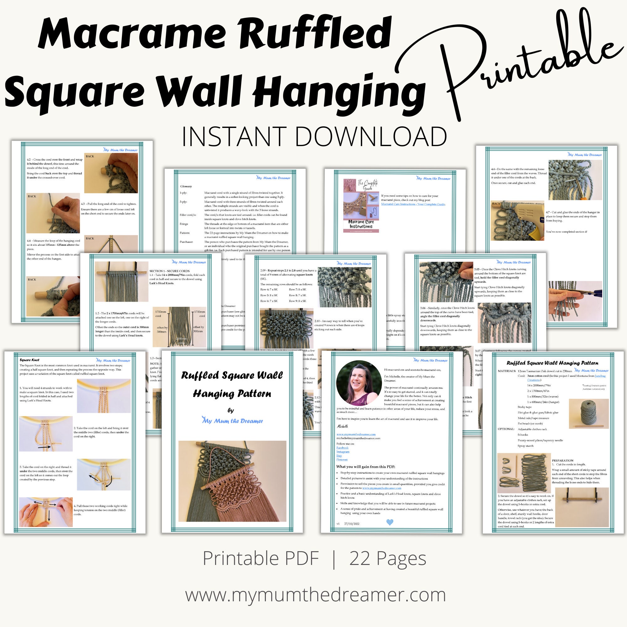 Macrame Wall Hanging Digital PDF Pattern Printable - Etsy