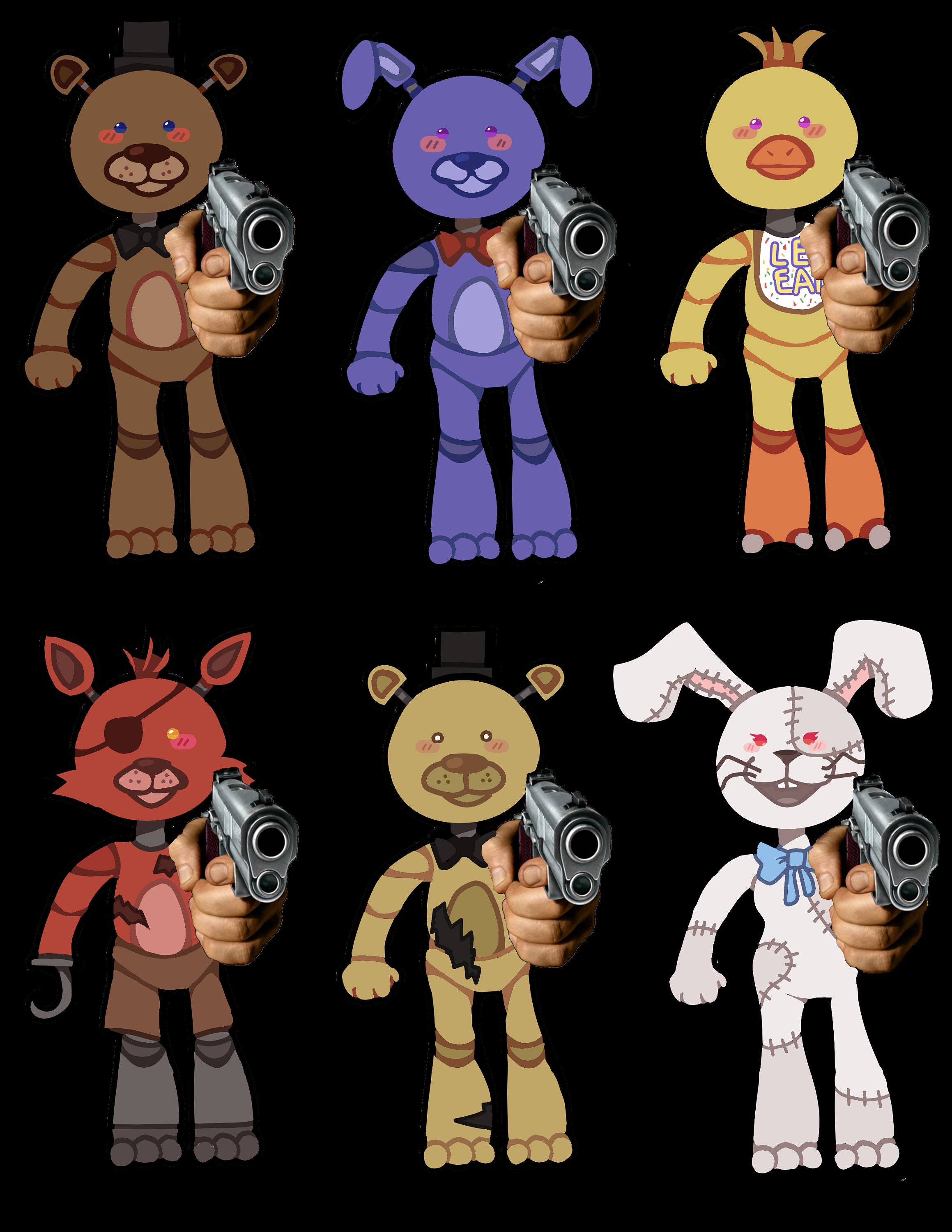FNAF 1 Characters With Guns Stickers - Etsy