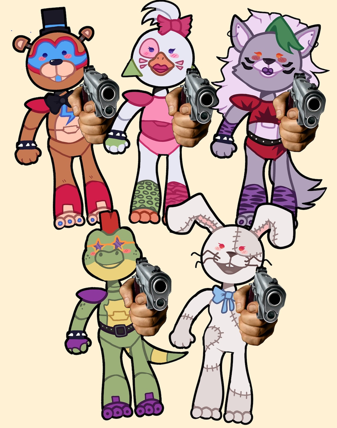 FNAF Security Breach Characters With Guns - Etsy