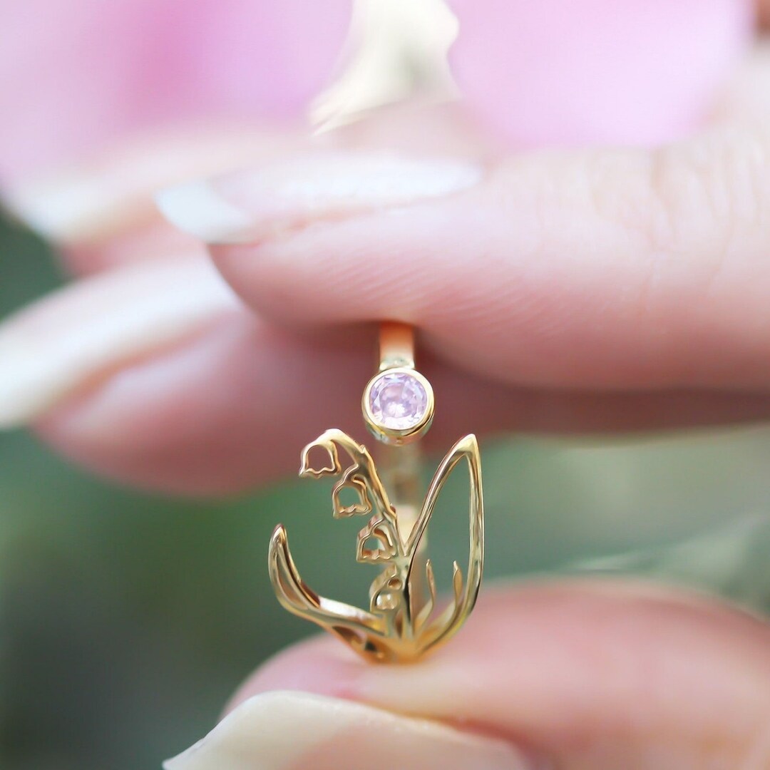 Personalized Birth Flowers Ring, 925 Sterling Silver Birthstone Ring ...