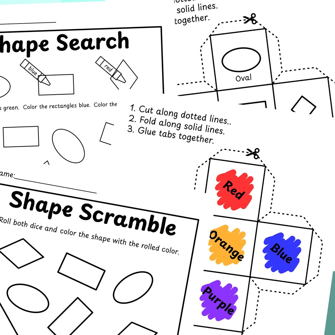 Pre-school Shape Practice Sheets, Shape Identification Game - Etsy