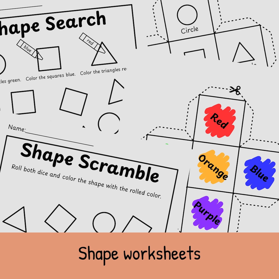Pre-school Shape Practice Sheets, Shape Identification Game - Etsy