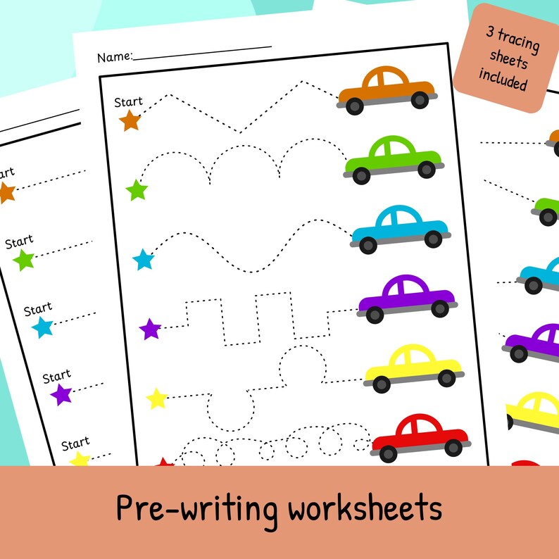 Pre-school Pre-writing Line Tracing Exercise Worksheets, Pre-school ...