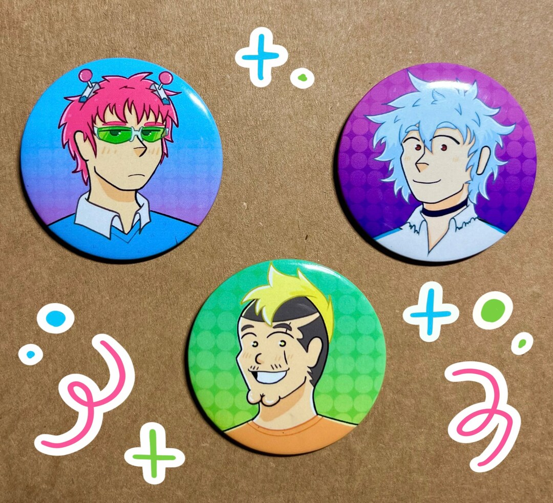 Saiki K. Buttons - Saiki, Nendo and Kaidou - Etsy