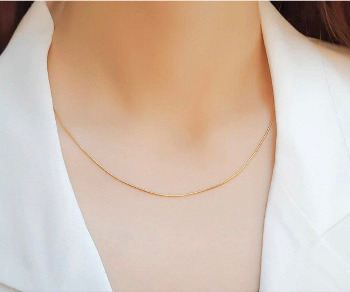 Snake Chain 18K Gold Plated Necklace, 18 Inches - Etsy