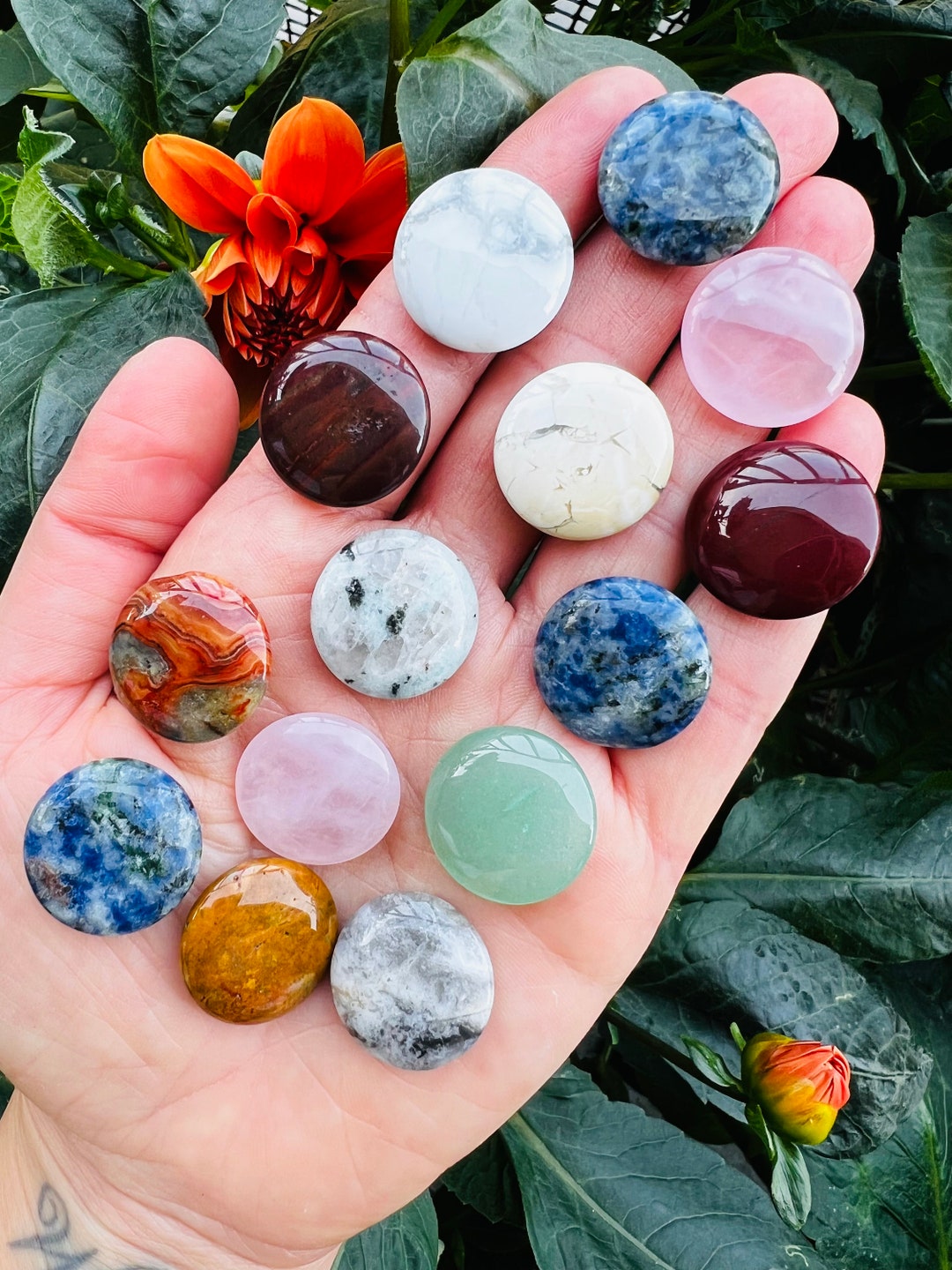 Crystal Mini Round Gemstone Cabochons, 5 Pieces Mystery Small Polished ...