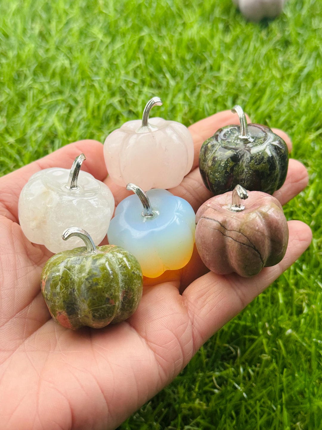 Mini Crystal Pumpkin Carvings, Crystal Pumpkins, Small Genuine Polished ...