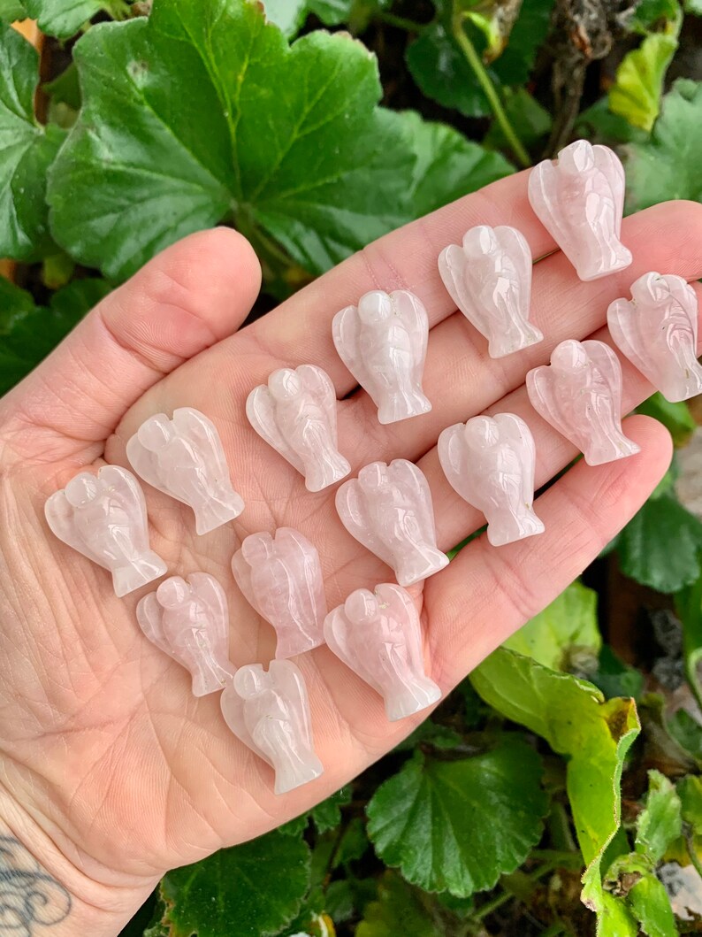 Rose Quartz Crystal Angel Carvings, Crystal Angel Confetti, Small ...