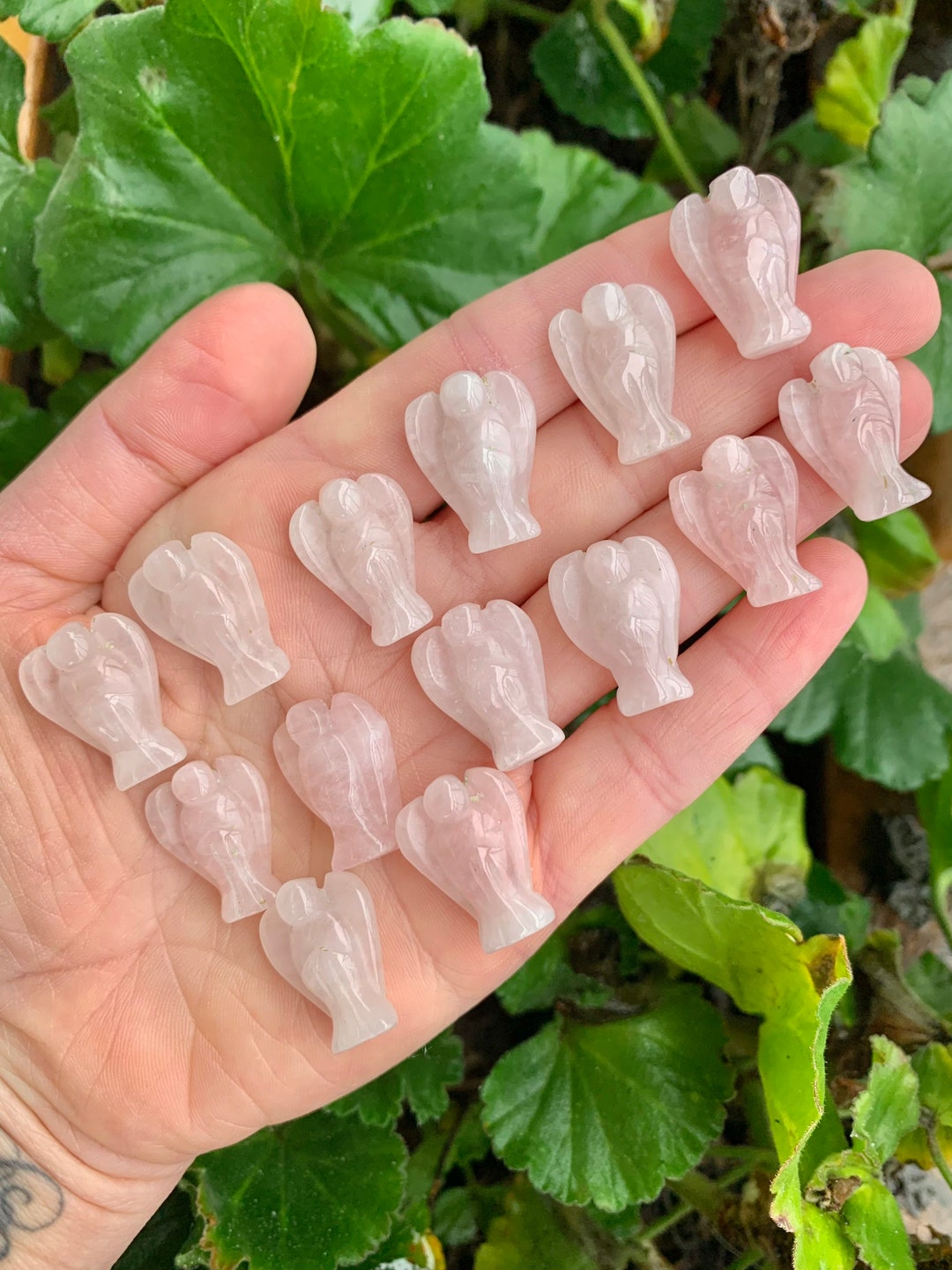 Rose Quartz Crystal Angel Carvings, Crystal Angel Confetti, Small ...
