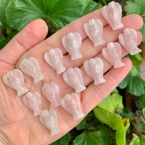 Rose Quartz Crystal Angel Carvings, Crystal Angel Confetti, Small ...
