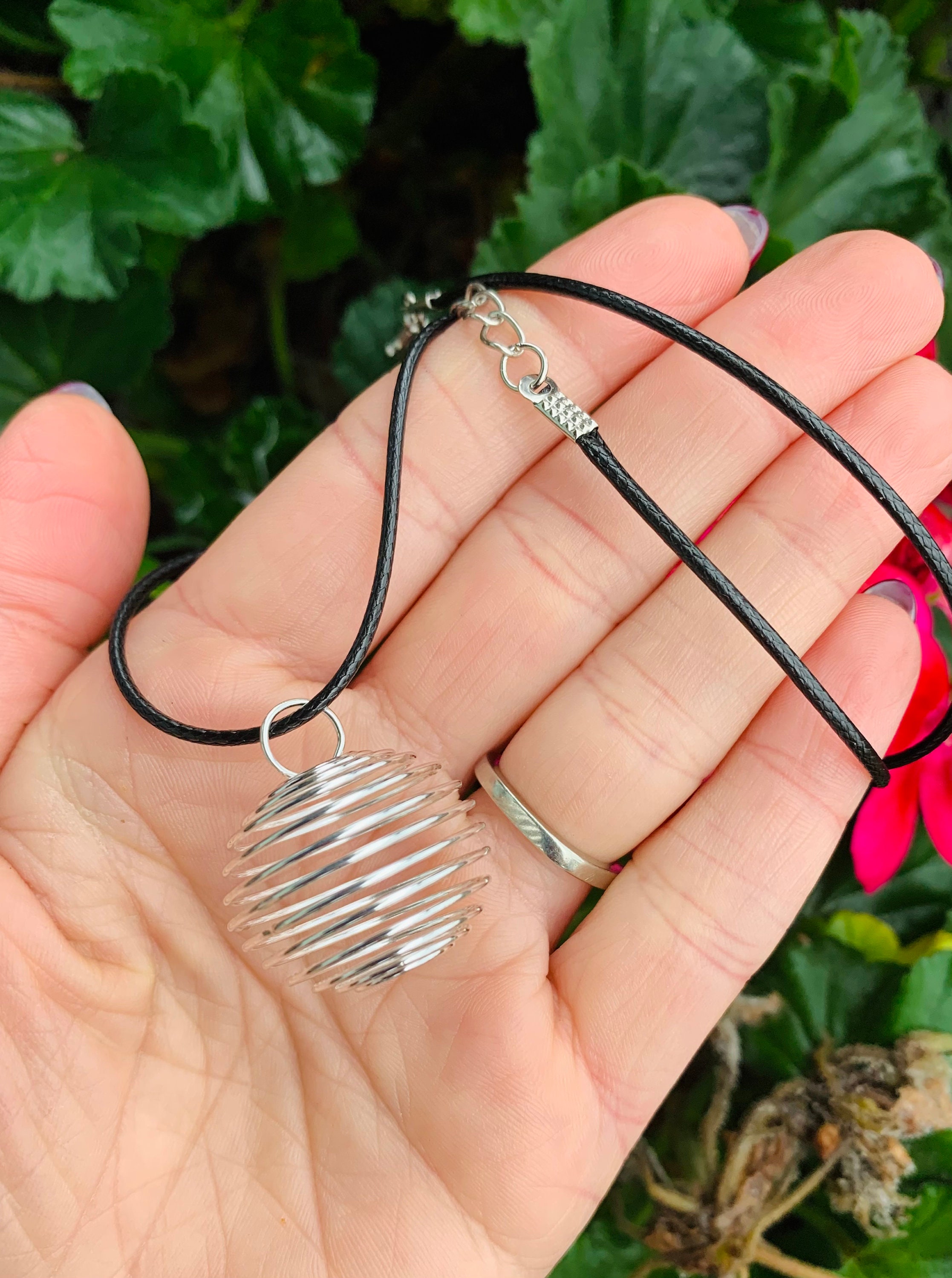 Crystal Cage, Empty Silver or Gold Plated Spiral Cage Pendant Necklace ...