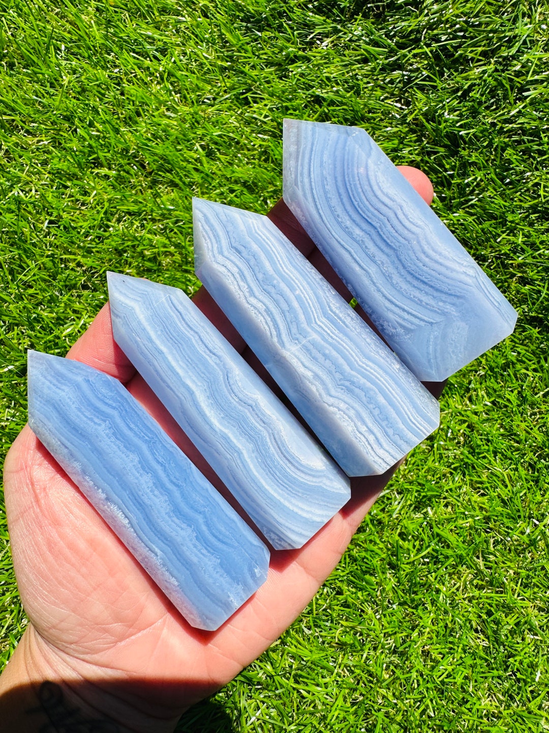Stunning Blue Lace Agate Crystal Tower, 1 Genuine Polished Blue Lace ...