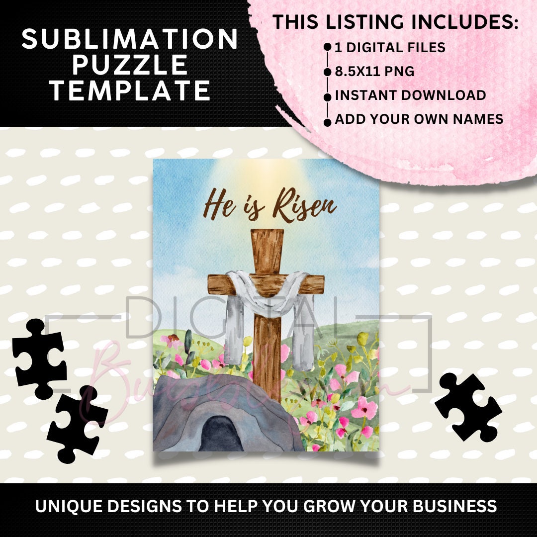 Easter Sublimation Designs, Religious PNG, Jesus Puzzle, Template ...