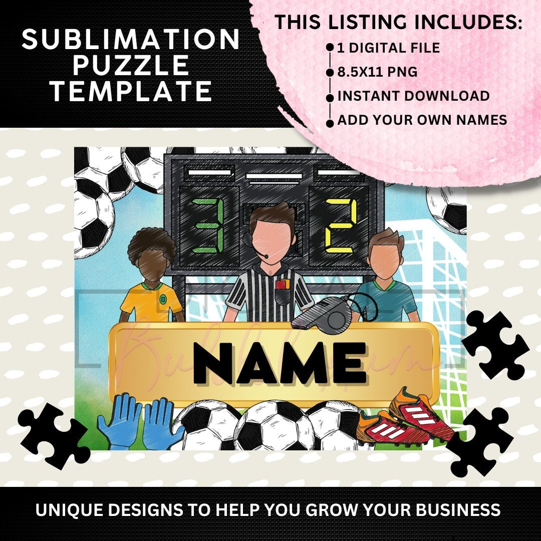 Boys Soccer Sublimation Designs, PNG Design, Personalized Puzzle ...