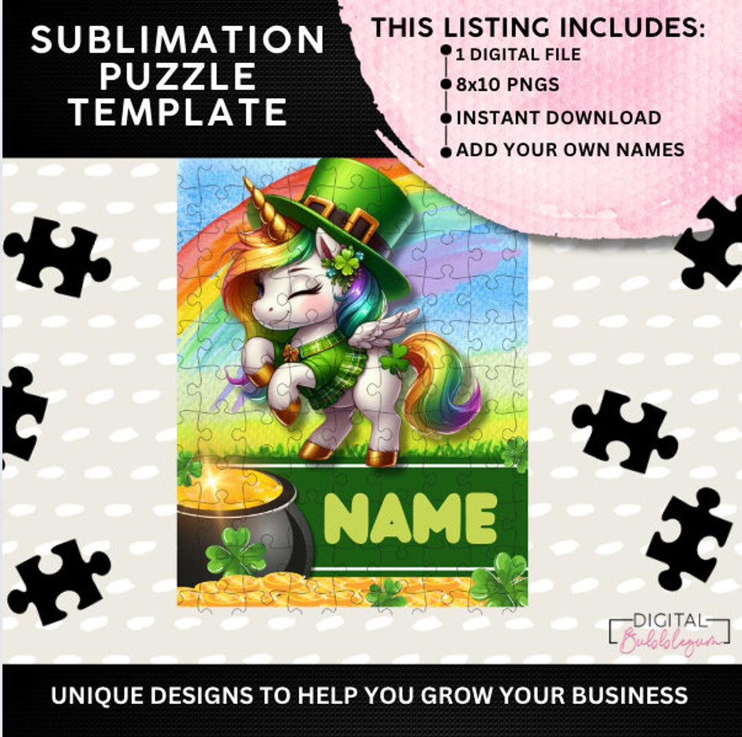St.patricks Day Sublimation, Leprechaun Clipart, Personalized Puzzle ...