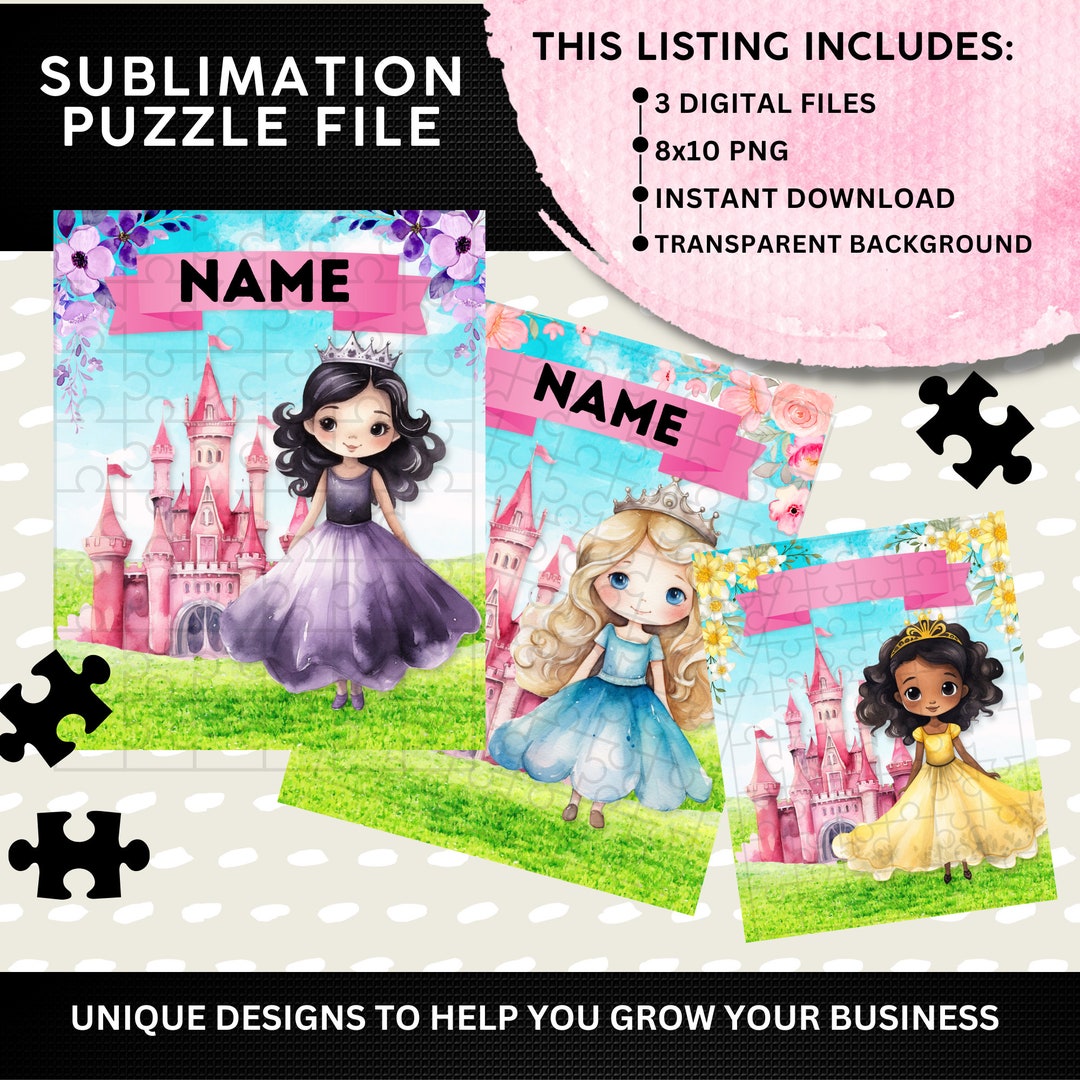 Princess Sublimation Designs, Princess Clipart, Personalized Puzzle ...