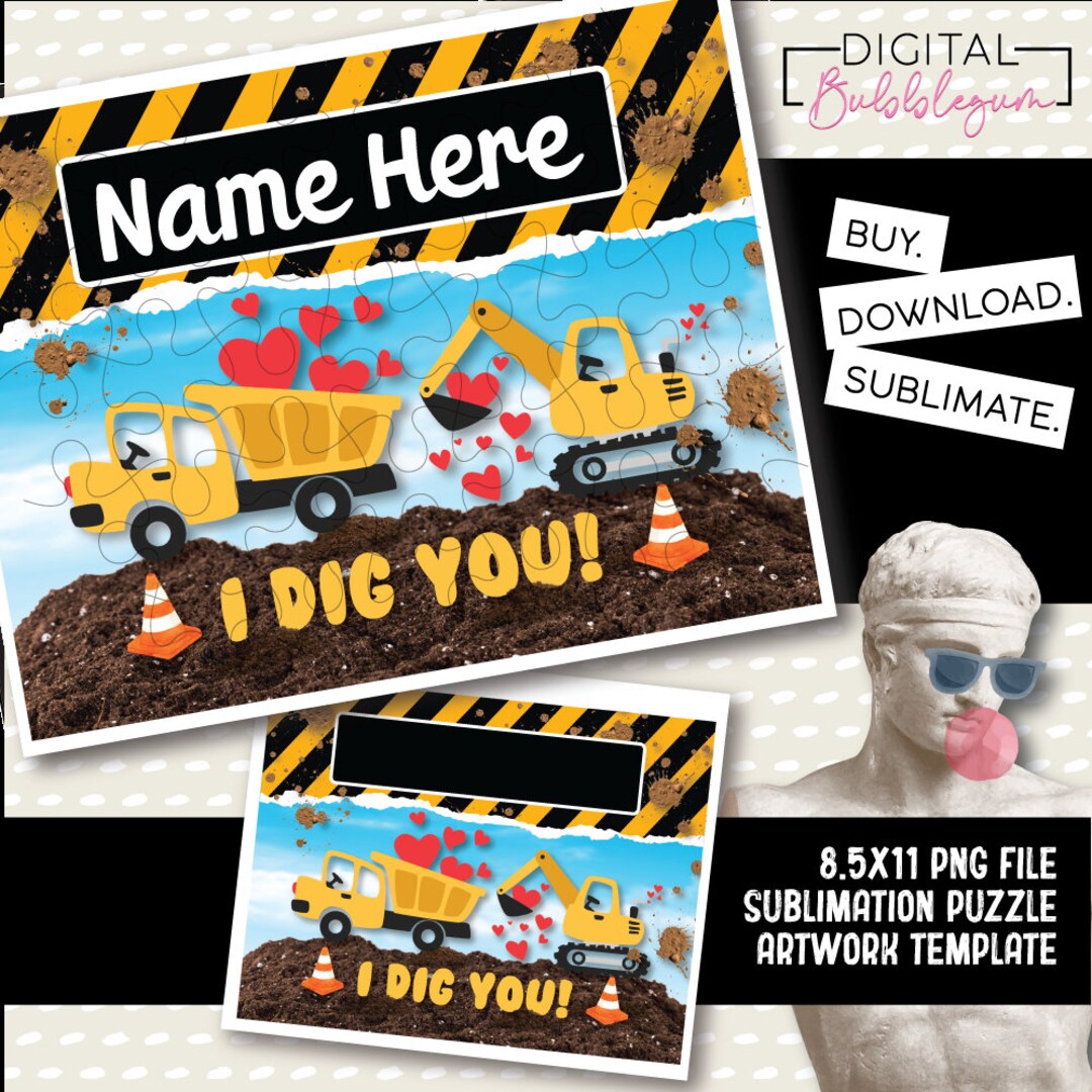 Construction Sublimation Puzzle Design | 8.5x11 PNG Ready to Press ...