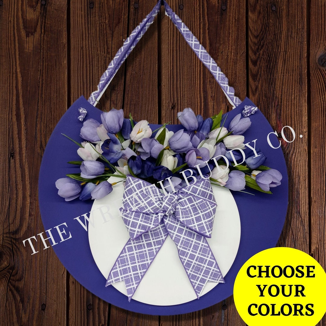 Front Door Signs | Vase Door Sign | Tulip Wreath | Floral Door Sign ...