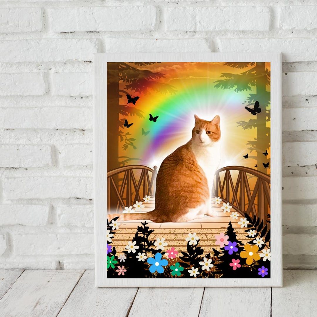 Personalized Rainbow Bridge Pet Portrait: Memorial Sympathy Card ...
