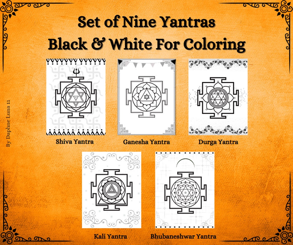 Set of Nine Yantras, Coloring Sheets, Sacred Geometry, Digital Download ...