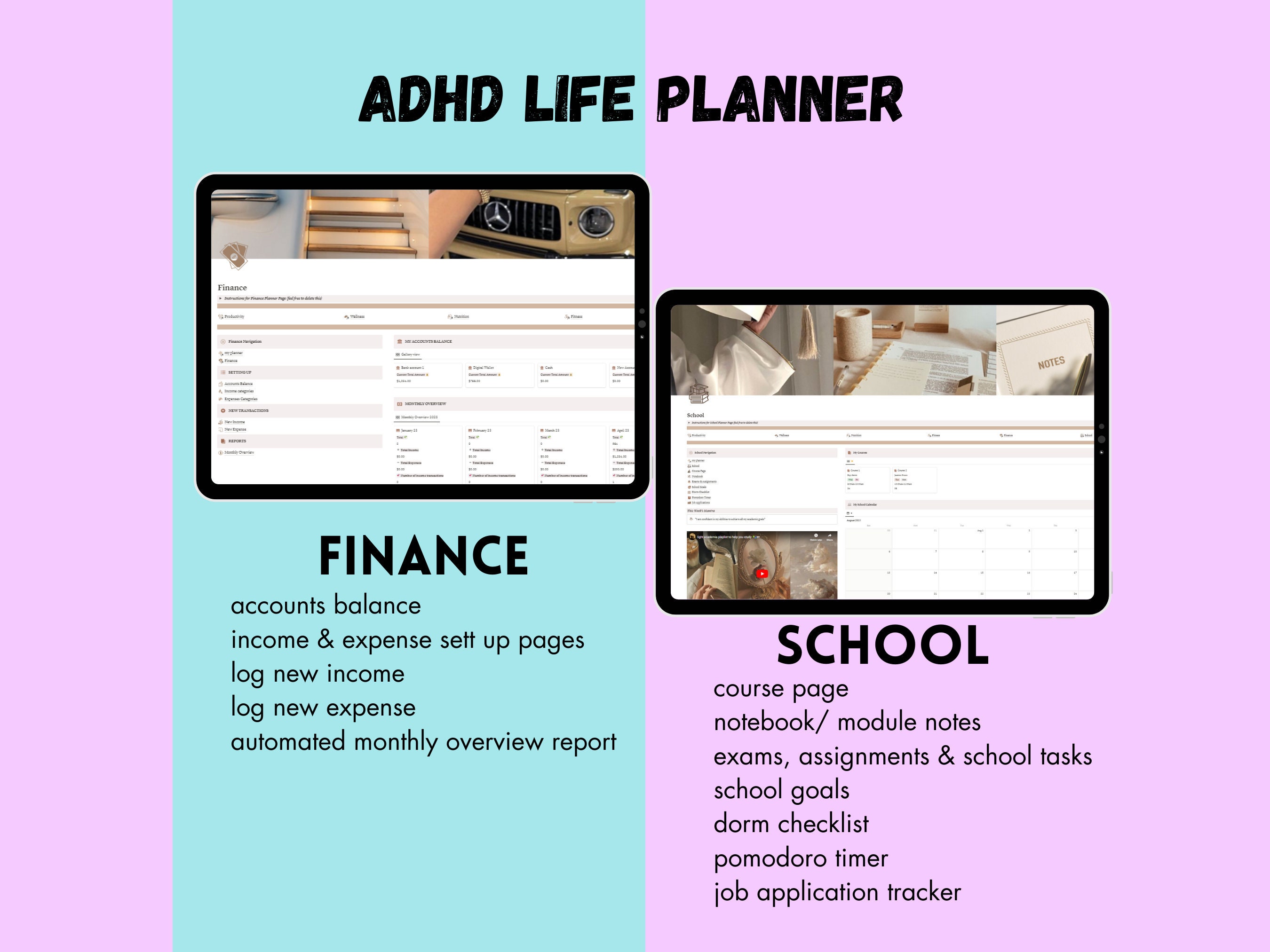 Adhd Notion Template Adhd Planner Notion Dashboard Adhd Adult Etsy