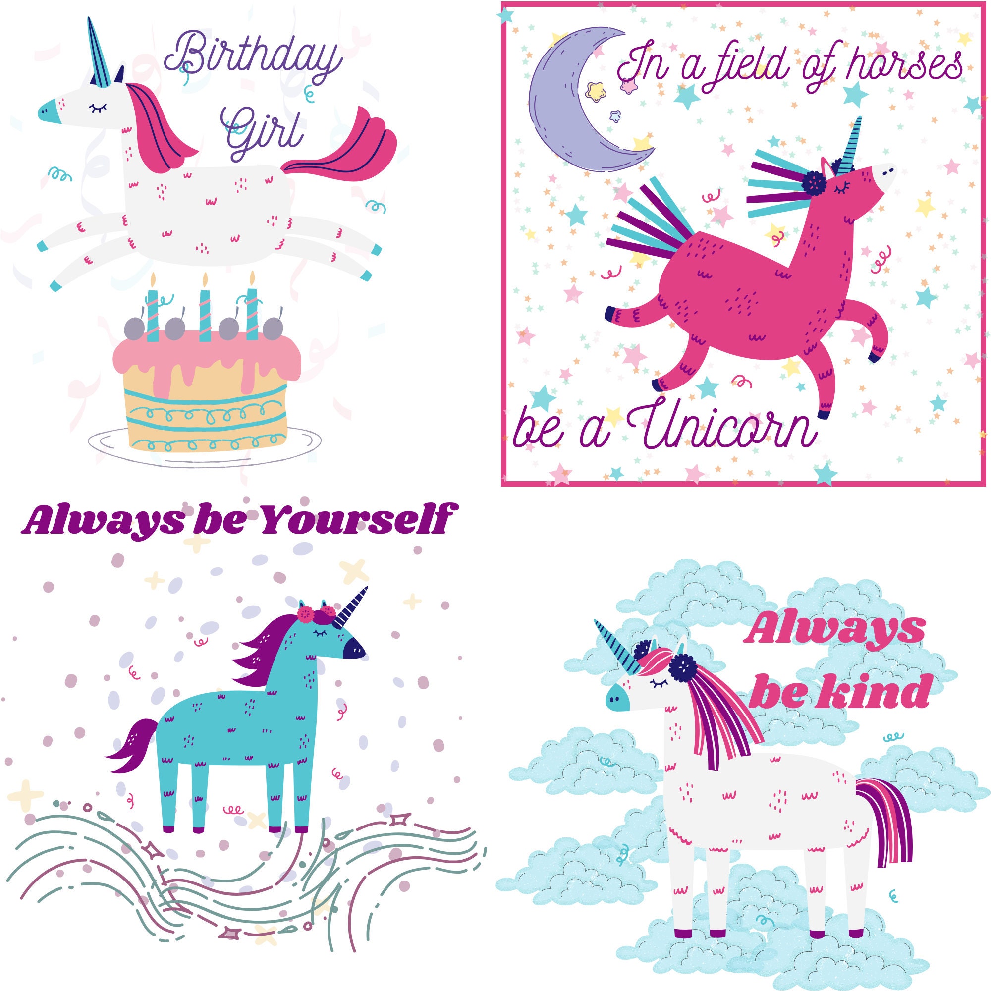 Bundle Unicorn SVG, Bundle Unicorn PNG, Unicorn Clip Art, Unicorn ...