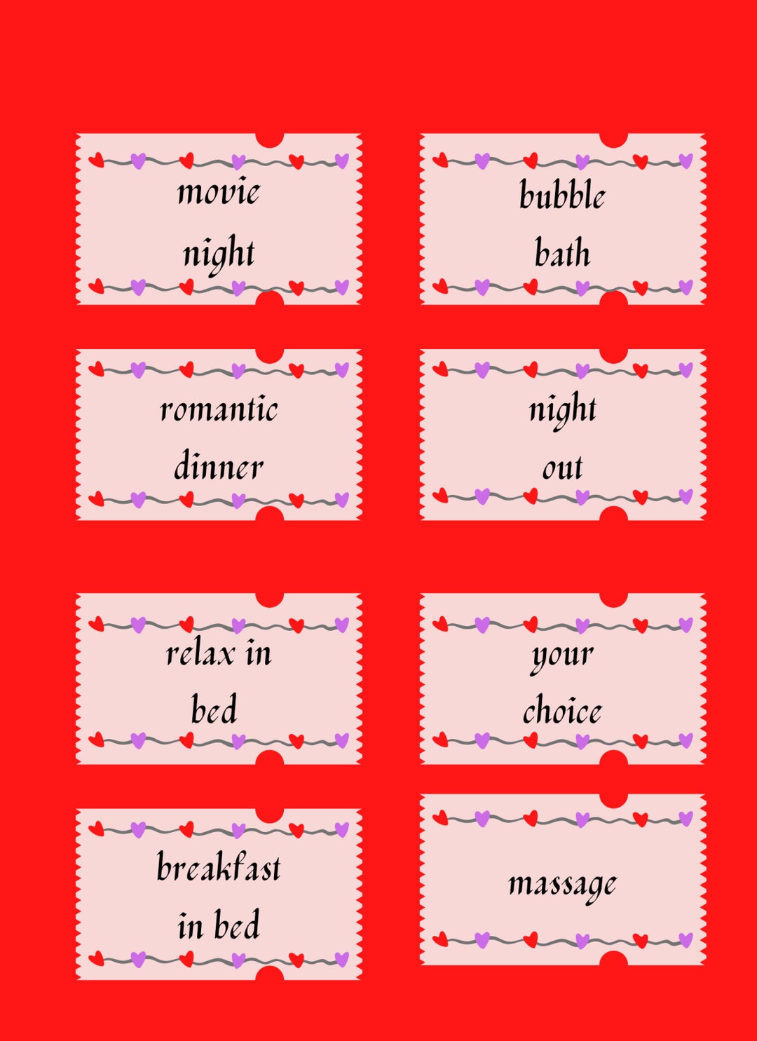 Cute Couples Valentine's Day Love Tickets Pick Your Date - Etsy