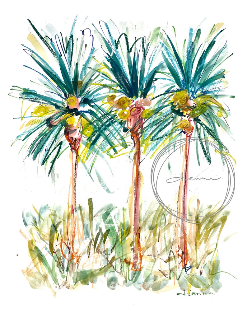 LA Palm Trees Oil & Chalk Pastel on Canvas - Etsy