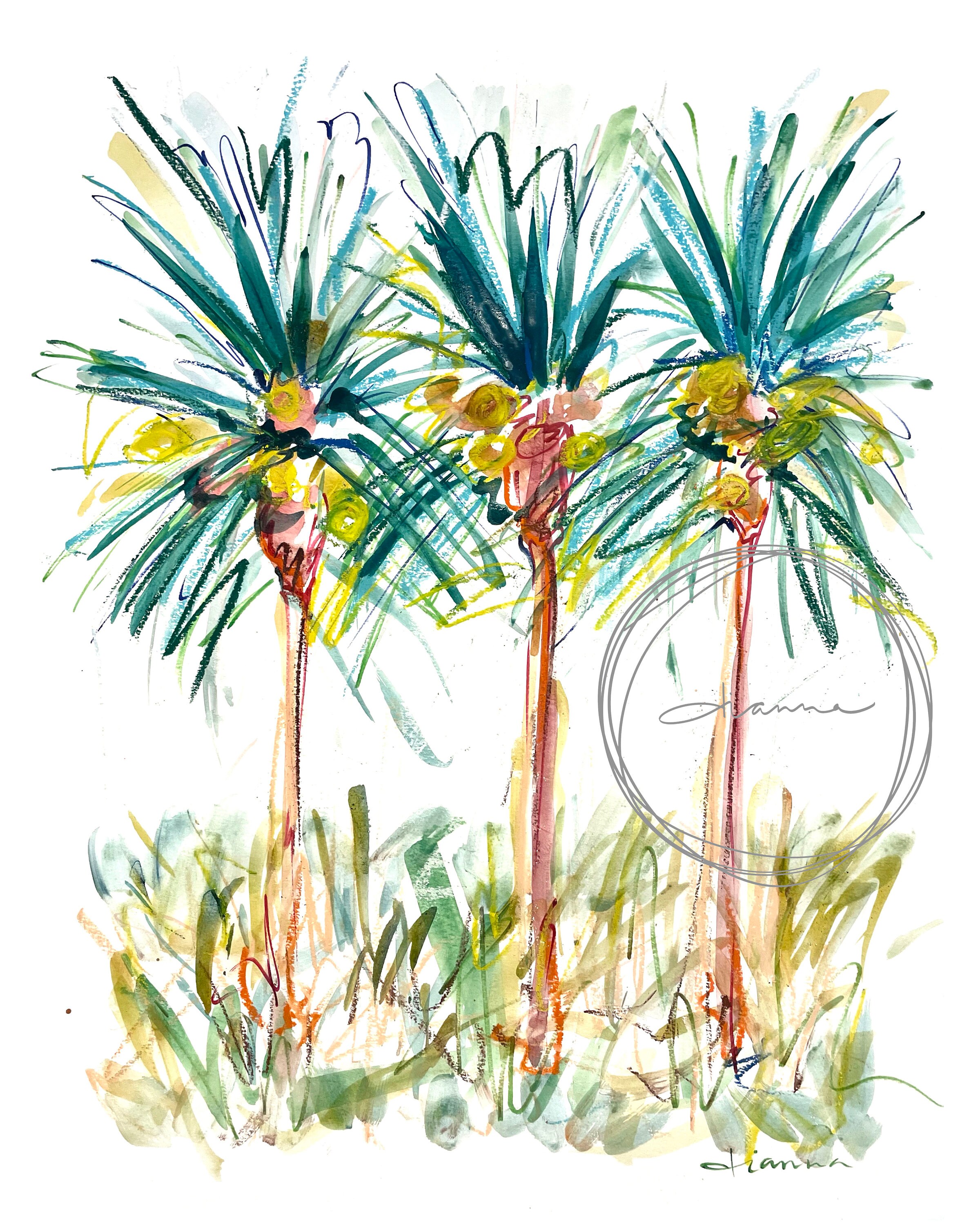LA Palm Trees Oil & Chalk Pastel on Canvas - Etsy