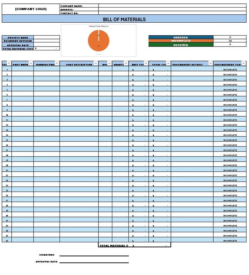 Engineering - Bill of Materials - Etsy