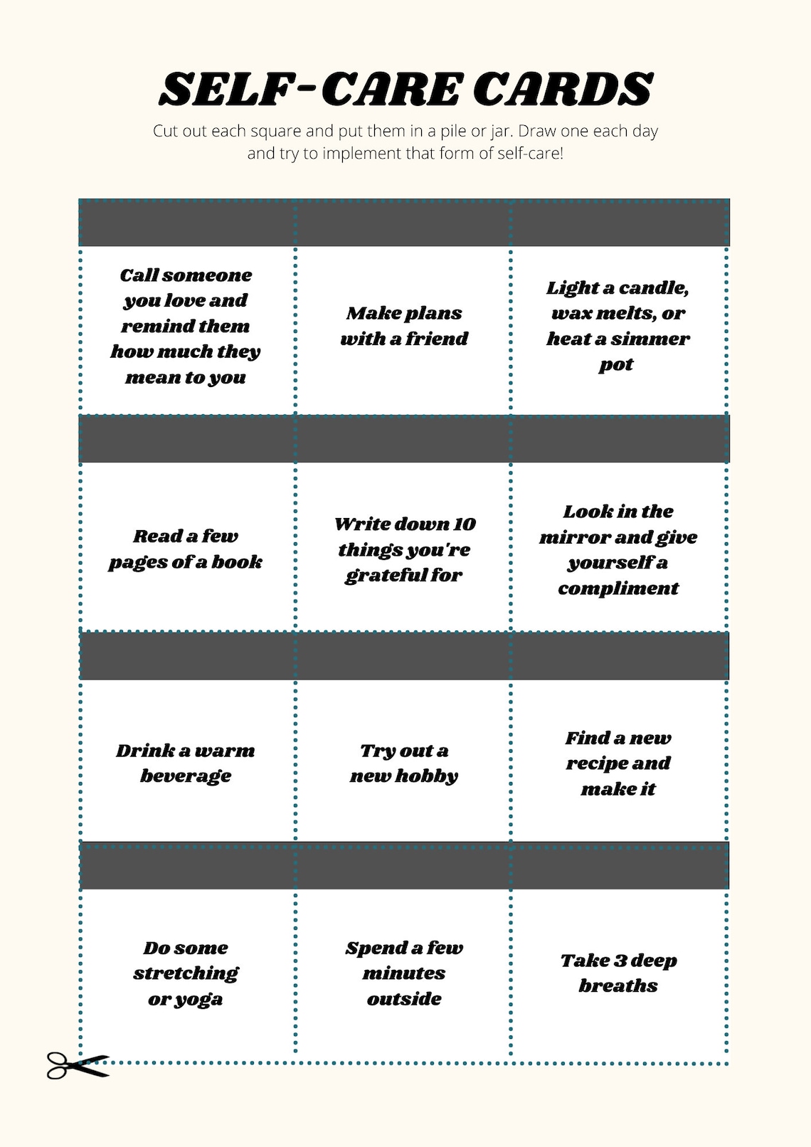 Printable Self Care Cards Care Cards Self Care Kit Self - Etsy