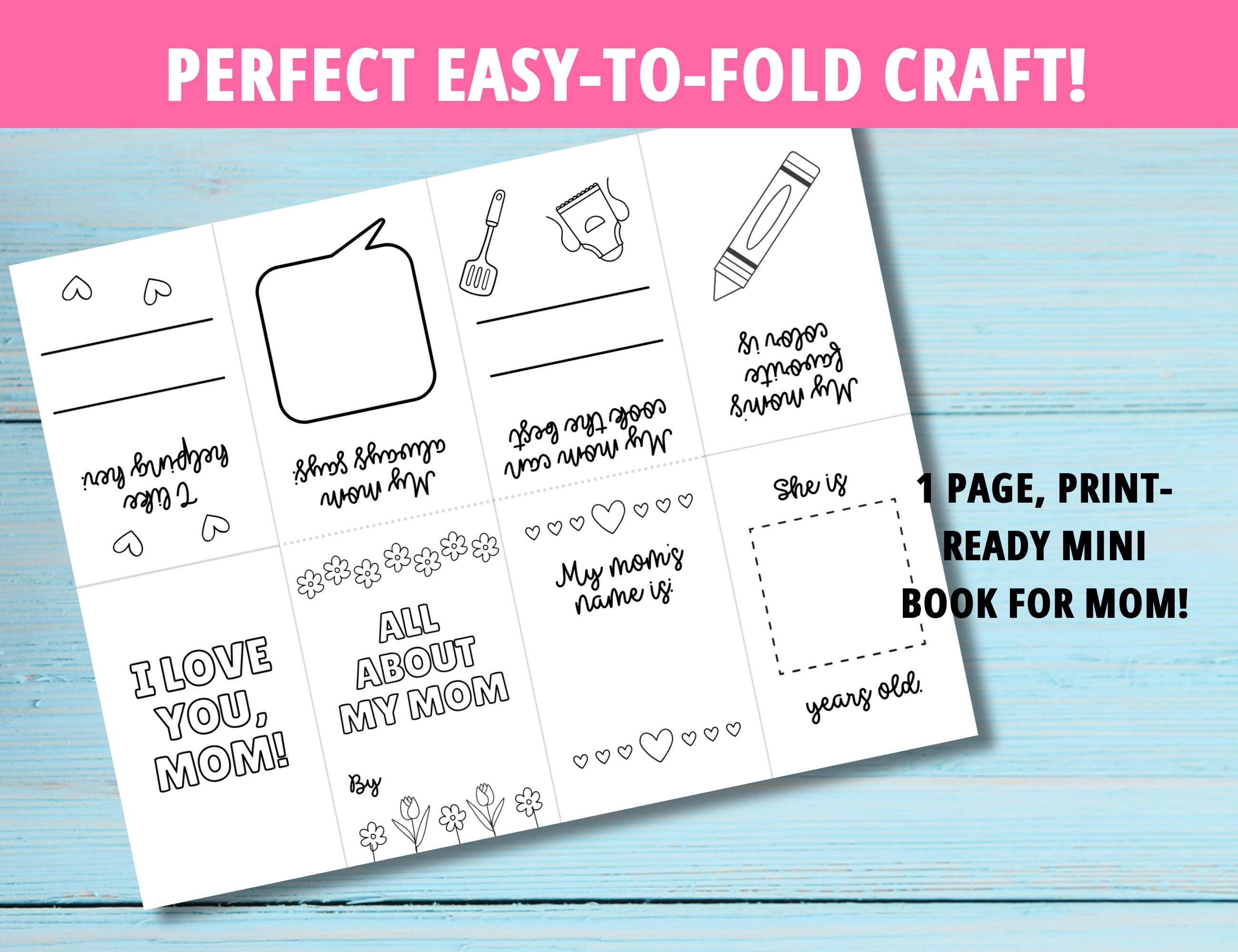 Mother's Day Gift, All About My Mom Printable, Mini Foldable Book ...