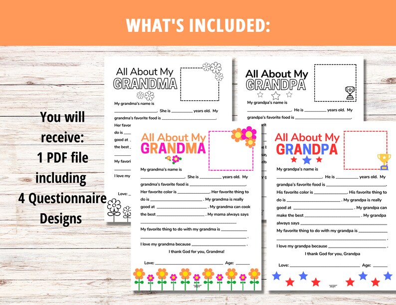 Grandparents Day Gift, All About Grandma, All About Grandpa, Gift From ...