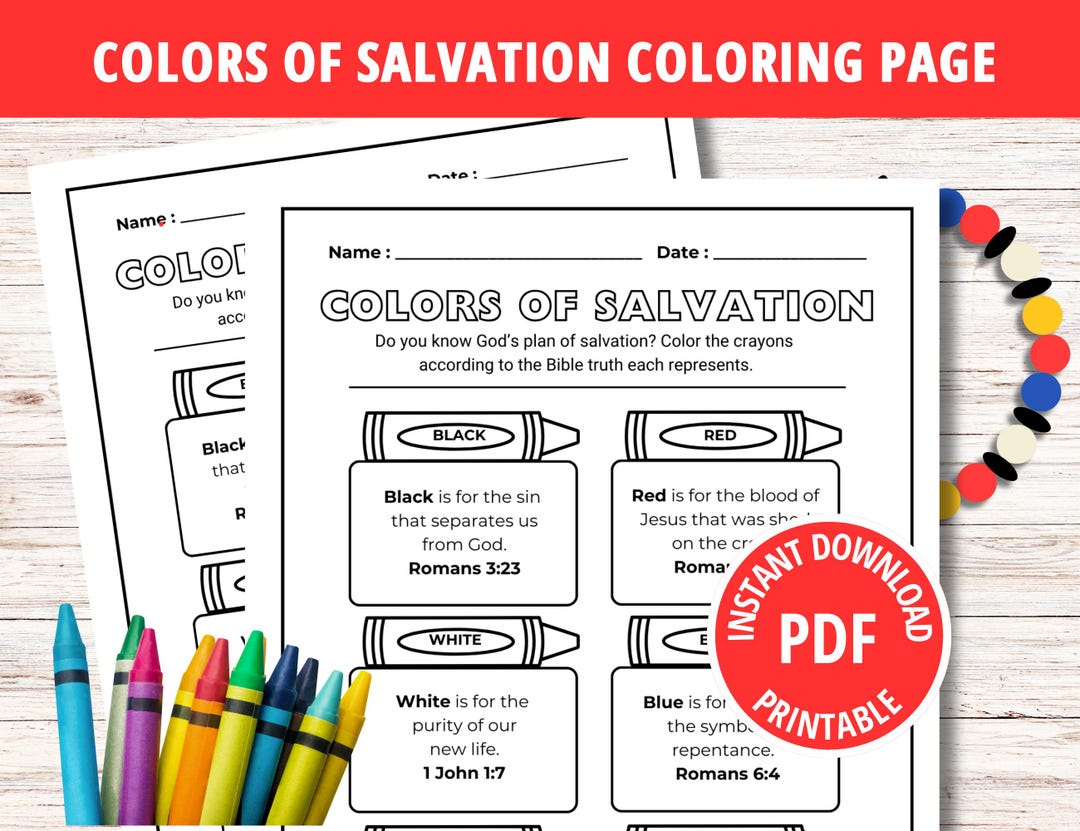 Colors of Salvation Card Coloring Page, Printable Gospel Card, Gospel ...