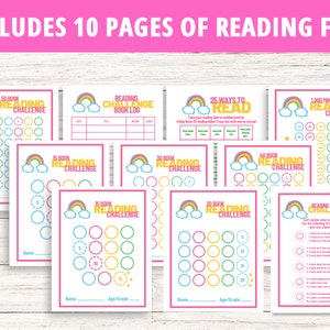 Reading Tracker Chart for Kids, Bright Rainbow Reading Challenge ...