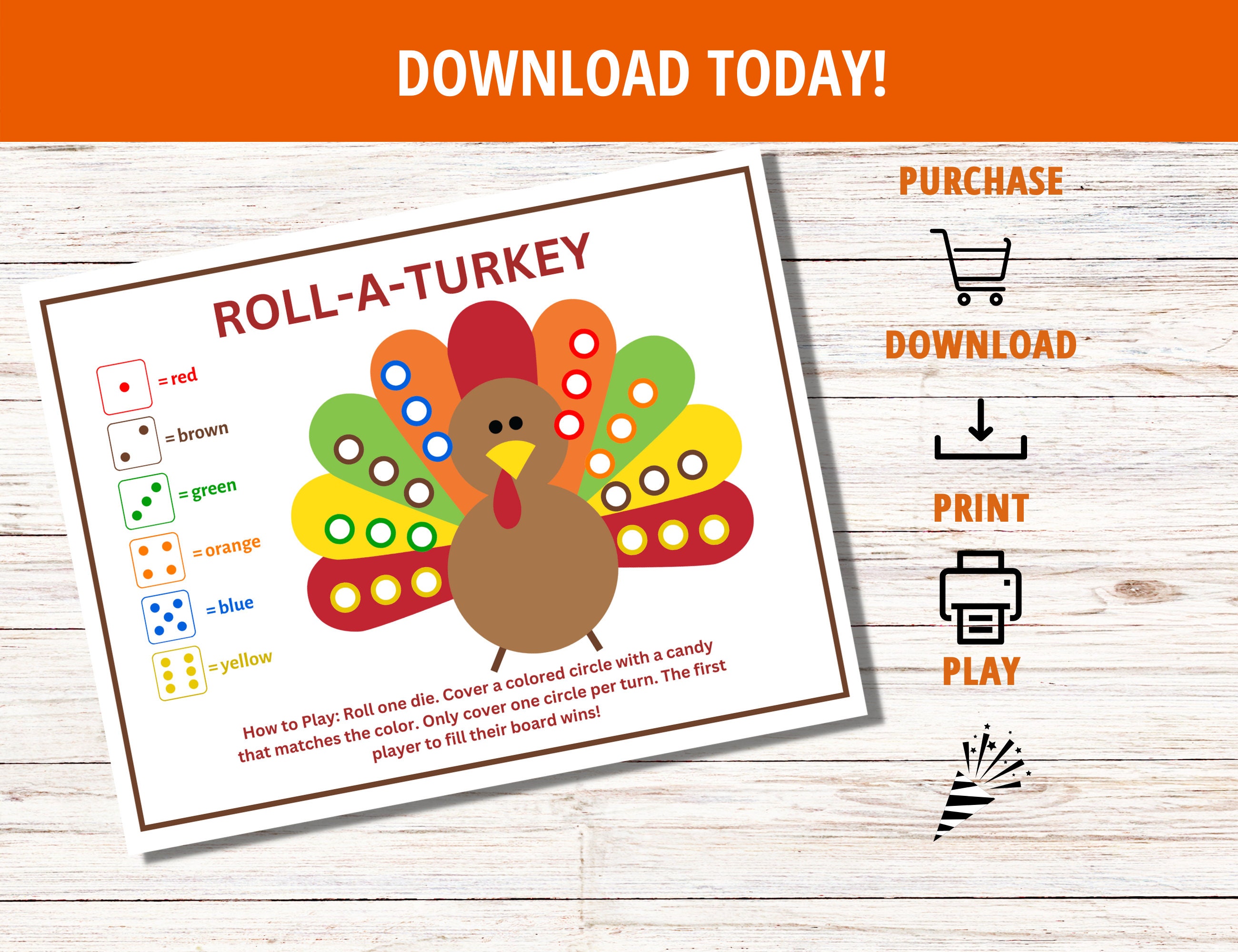 Roll A Turkey Game, Thanksgiving Game for Kids, Thanksgiving Games ...