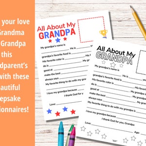 Grandparents Day Gift, All About Grandma, All About Grandpa, Gift From ...
